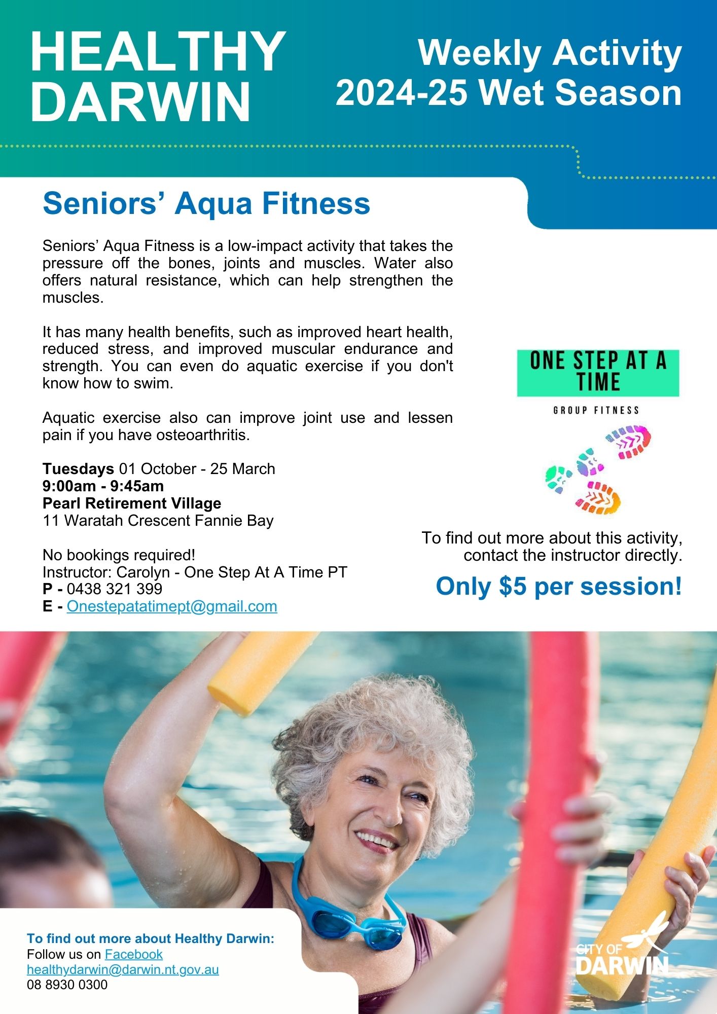 Seniors' Aqua Fitness - Healthy Darwin 2024-25 Wet Season Weekly ...
