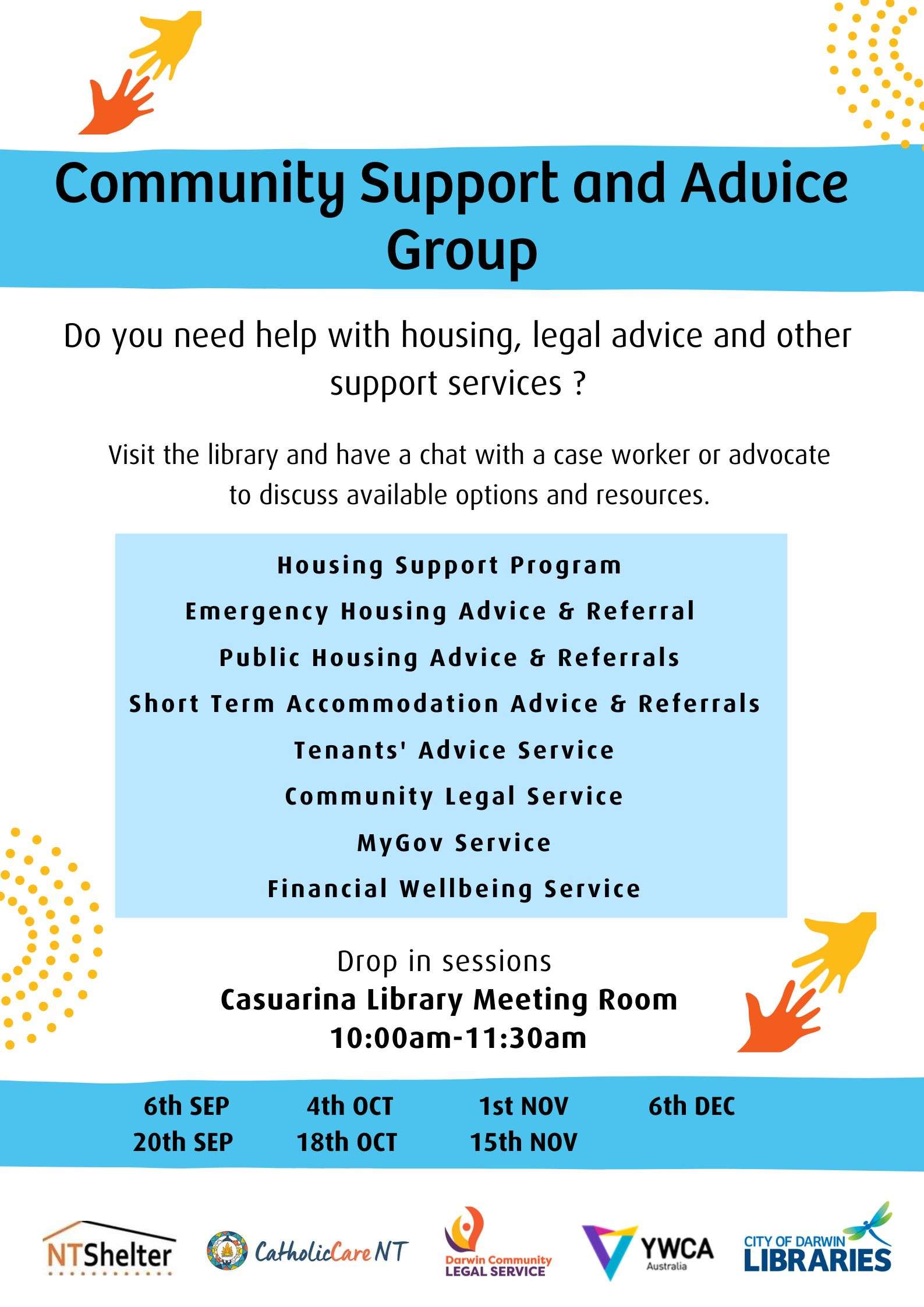 Community Support and Advice Group Drop In Sessions | City of Darwin ...